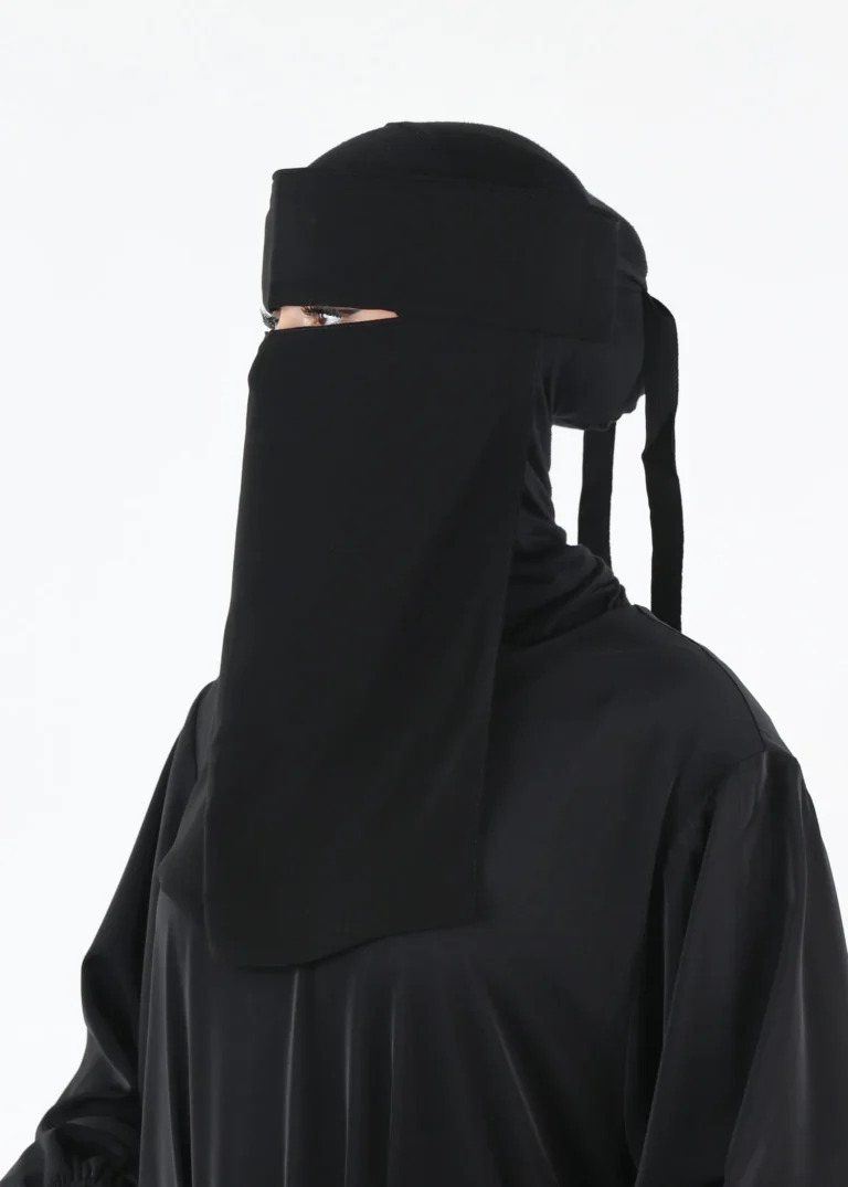Yemeni Niqab With Eye Flap Medium - Premium - Black - Ina Collection