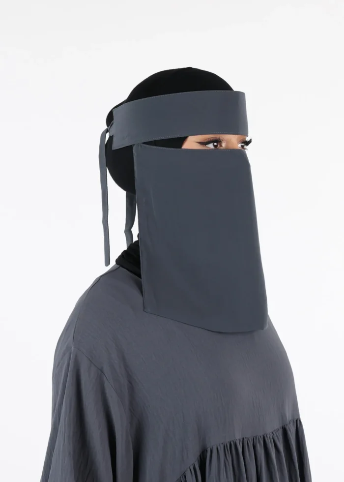 Yemeni Niqab Short - Premium - Dark Grey - Ina Collection